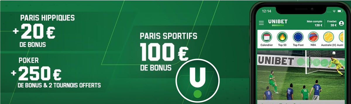 Code promo Unibet - 100€ de bonus sport en septembre 2023
