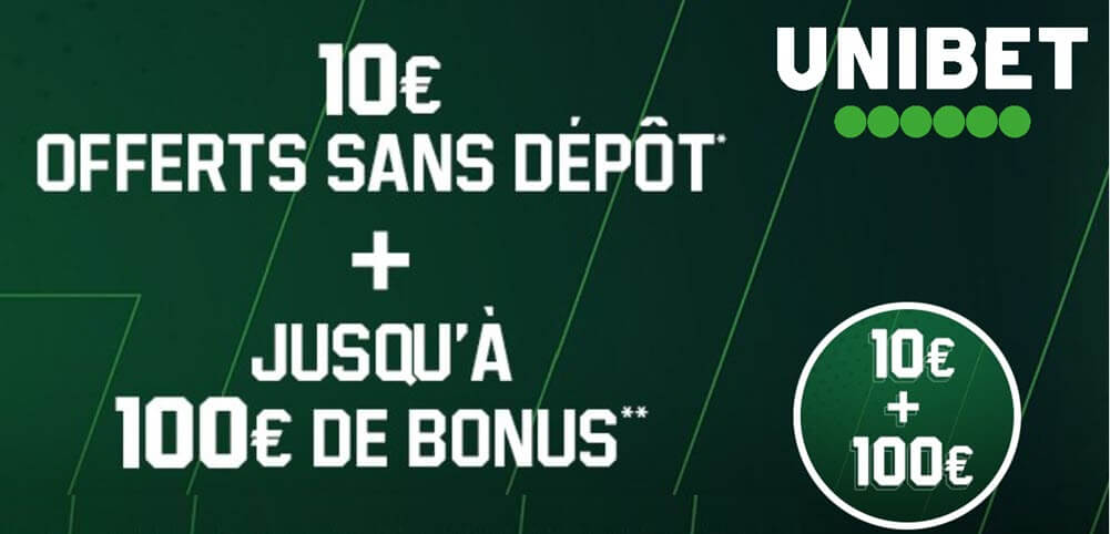 Code promo Unibet - 10€ offert sans dépôt - octobre 2023