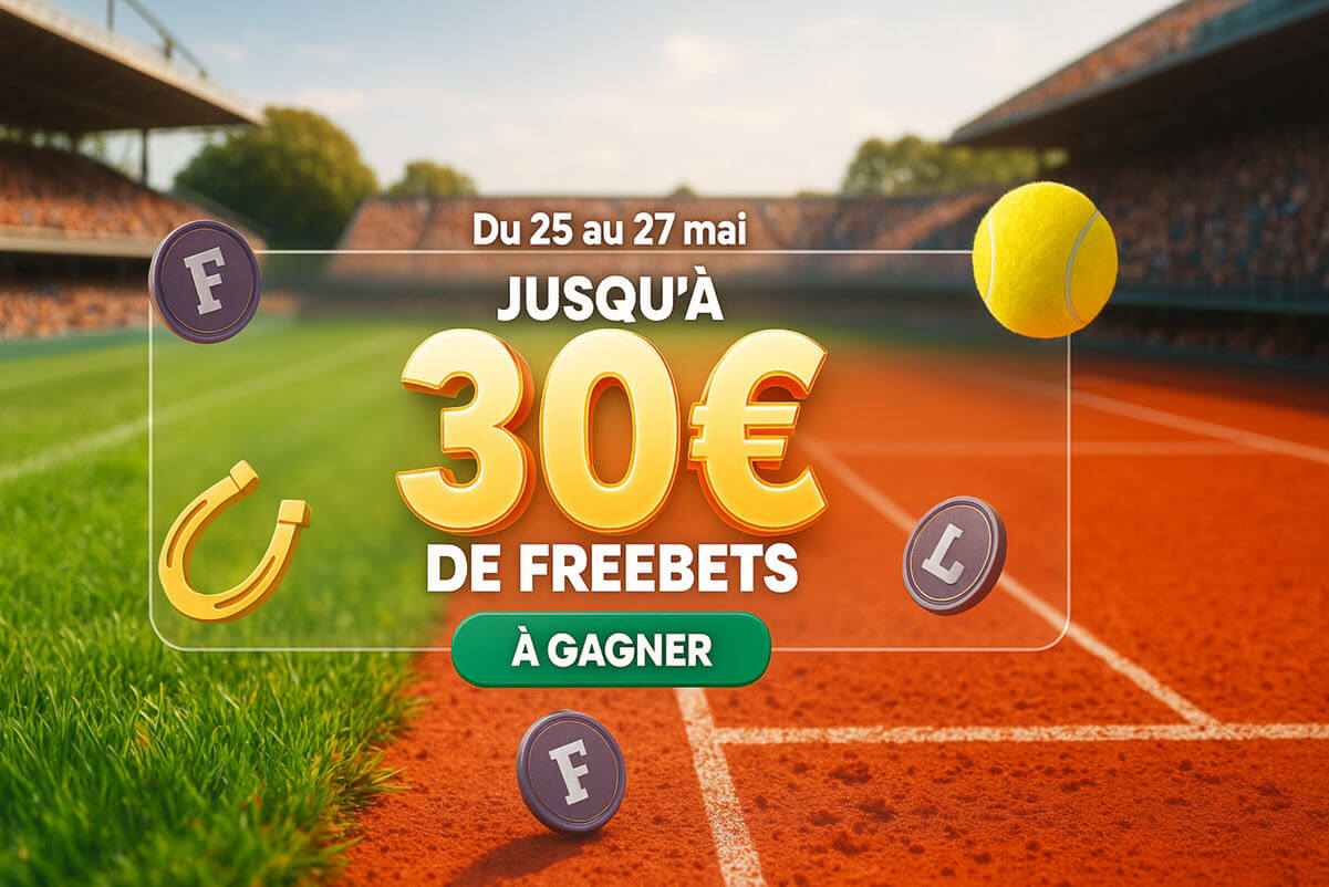 PMU : 10€ de freebets chaque jour du 25 au 27 mai en pariant sur le turf et au tennis